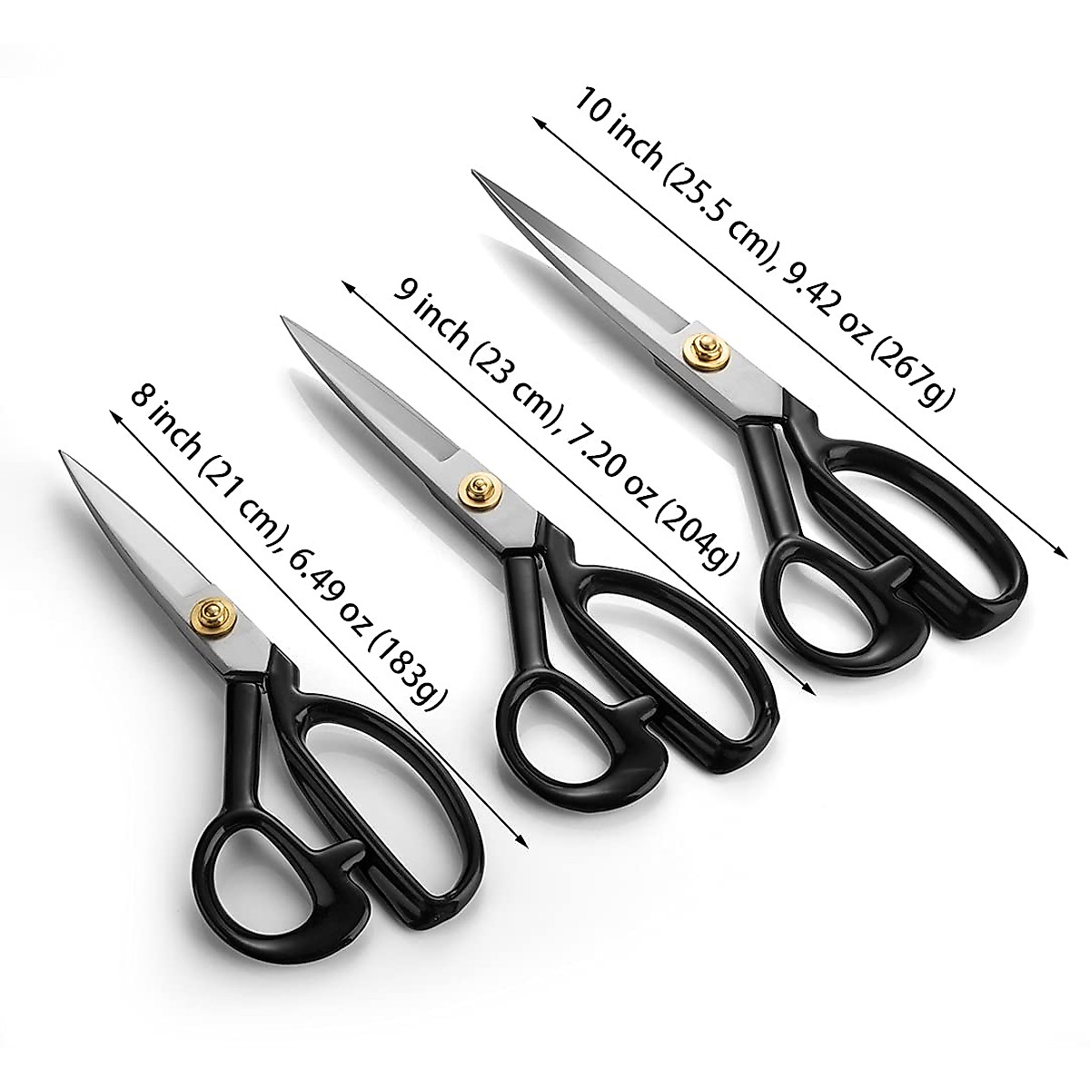 Potamish Dressmaking Scissors (8'', White) - Dressmaker Fabric Sewing Shears - Tailor's Scissors for Cutting Fabric, Leather PM-001-R8-W