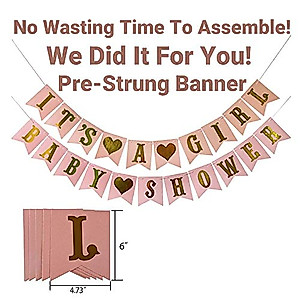 Baby Shower Decorations for Girl Pink Gold Princess It's A Girl Banner Poms Lanterns Mom To Be Sash