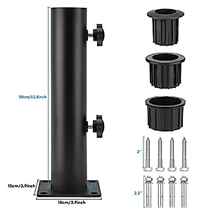 Deck Umbrella Mount Outdoor, 2.16'' Diameter In Wood Ground Flag Pole Holder , Bolt Down Windsock Pole Base Bracket, Adjustable Patio Table Umbrella Stand Outside for Garden Backyard Balcony Poolside Dock