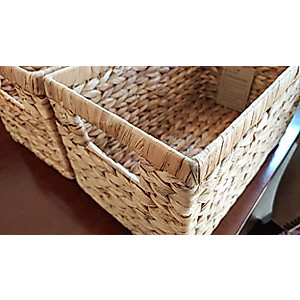 M4DECOR Wicker storage basket, water hyacinth storage baskets, rectangular basket with built-in handles, wicker baskets for storage 12.5 x 8 x 6.5 inches (Natural - 2 Packs)