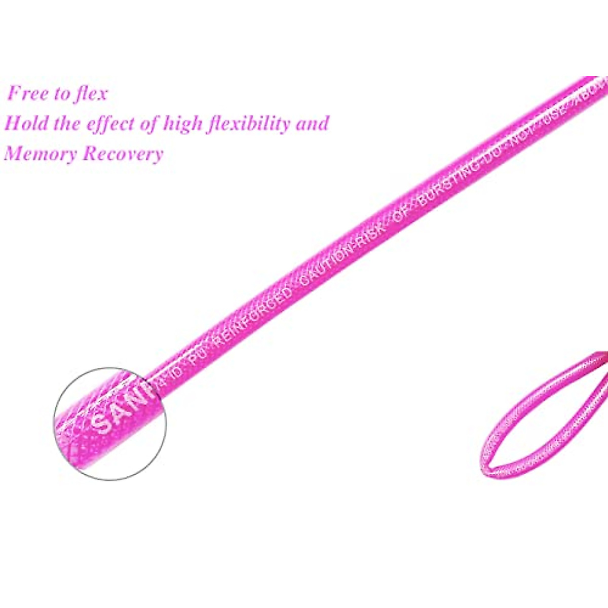 SANFU Polyurethane(PU) 1/4-Inch x 100ft Reinforced, lightweight Air Hose with 1/4” Swivel Industrial Quick Coupler and Plug, Bend Restrictor, Transparent Pink(100’)