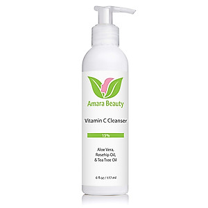 Amara Beauty Facial Cleanser with 15% Vitamin C, Aloe Vera, Rosehip Oil & Tea Tree Oil, 6 fl. oz.