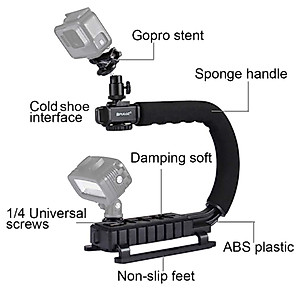 Hemobllo U-Shaped Portable C-Frame Set Camera Equipment U Shape Camera Mount Handle Grip Video Action Stabilizing Vlogging Video Stabilizer Gimbal Camera Mount Cell Phone Metal Low Frame