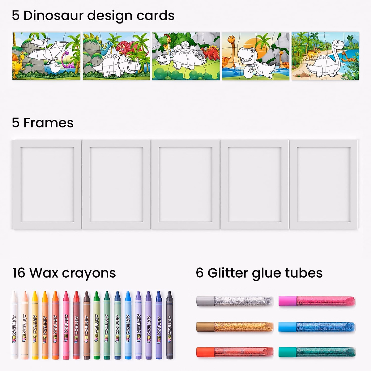 Arteza Kids Tempera Paint, Set of 16 Colors Coloring Puzzle Kit, Art Supplies for Painting, School Projects, and Crafting