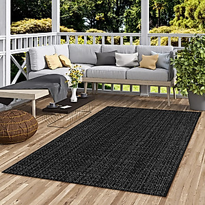 Seavish Outdoor Rug 4X6 Area Rug Washable Kitchen Rug Black and White Striped Rug Cotton Rugs Farmhouse Decor Reversible Laundry Room Mat Small Accent Throw Rugs Patio Rug Front Porch Mat