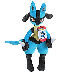 Pokemon 12" Large Lucario Plush - Officially Licensed - Generation IV Figure - Authentic Soft Stuffed Animal Toy - Valentine's Day & Easter Basket Stuffer Gift for Kids, Boys, Girls - 2+