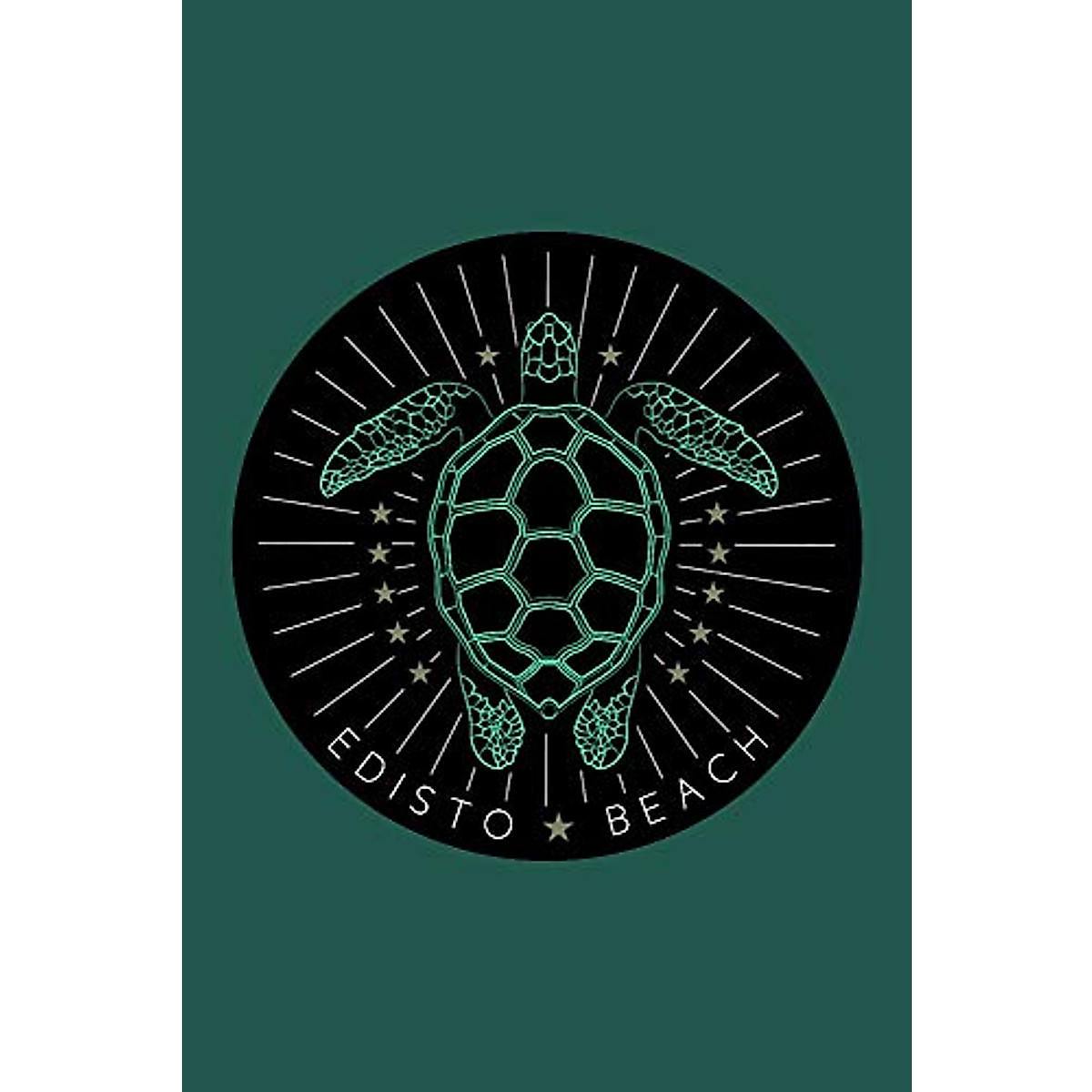 Edisto Beach, South Carolina, Neon Turtle, Contour (Canvas Deluxe Tote Bag, Faux Leather Handles & Zip Pocket)