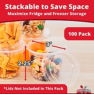 Leakproof BPA Free 5.5 oz Souffle Cups 100 PK. Stackable Portion Containers for Sampling, Salad Dressing, Sauces or Jello Shot. Plastic Food Prep Supplies for Restaurant, Cafe Catering, Deli, Party.