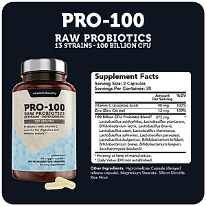 Vitamin Bounty Probiotics - 13 Probiotic Strains, Gut Health, Digestive Health, Probiotic for Women and Men, Delayed Release Embocaps (60 Capsules)