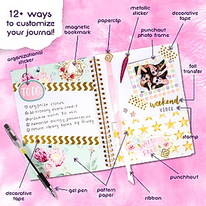 Good Vibes Journal DIY Set by Craft Vibes Only – Personalized Diary - Custom Journals for Girls - Creative Writing Scrapbook Kit - Customize Your Notebook - Pen Included! - Ages 8 & Up
