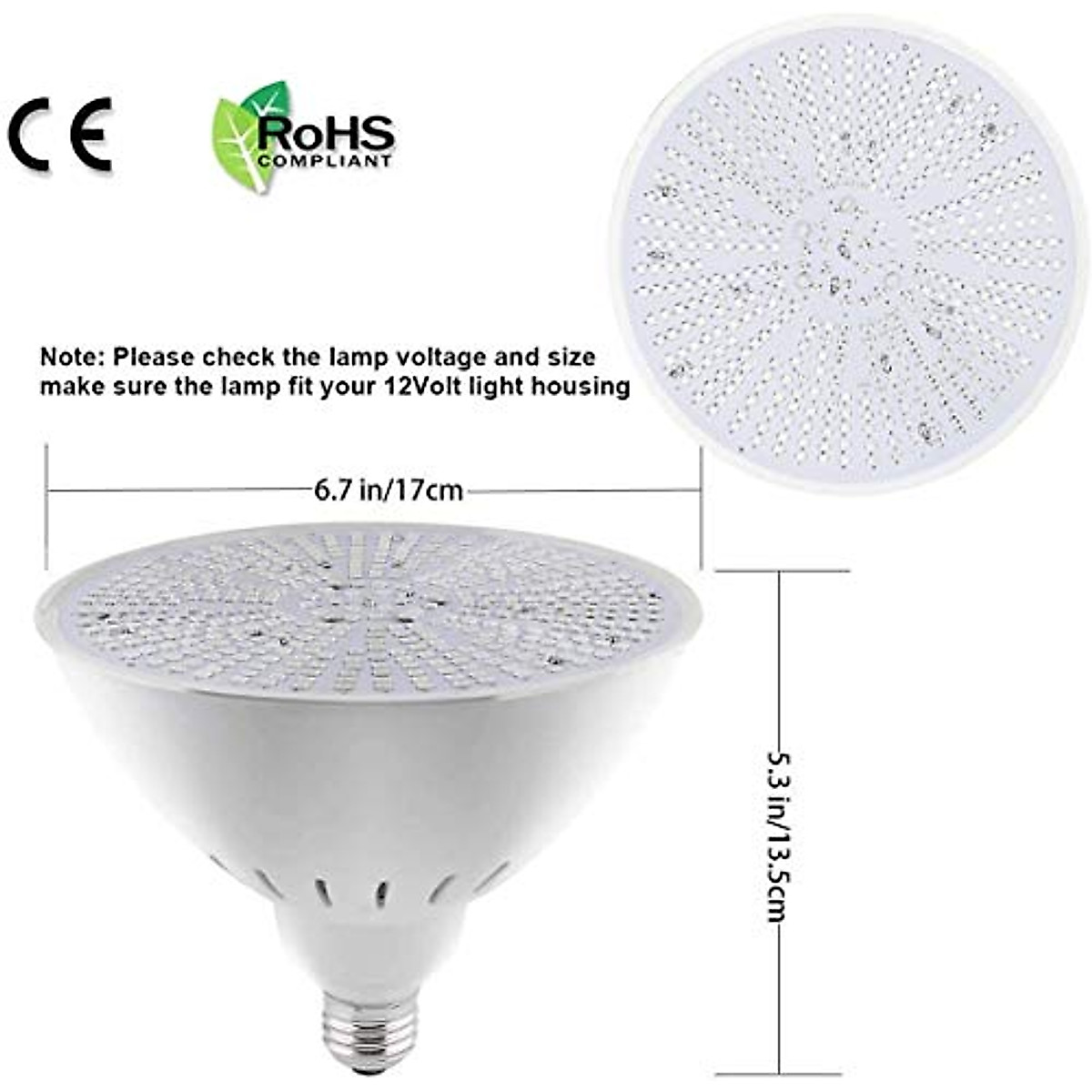 XIUBE 12V 36W LED Pool Bulb Ocean Blue Light, 4200lm 6500K Endless Dark Blue Color E26 Base Replacement for Incandescent Bulbs in Swimming Pool Light