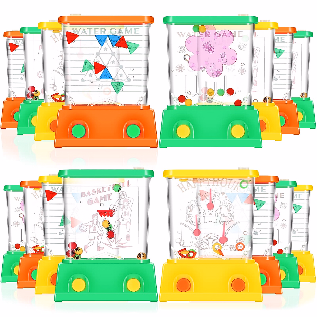 Zhanmai 16Pcs Handheld Water Game Arcade Water Ring Toss Water Tables for Beach Toy Party Favor Fun Game Entertainment, Without Water (Assorted,Stylish)