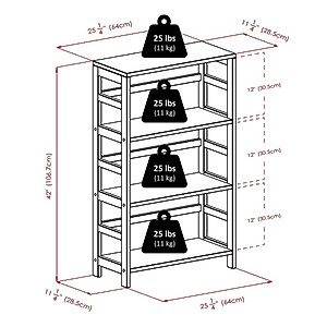 Winsome Wood Capri Wood 3 Section Storage Shelf with 6 Black Fabric Foldable Baskets