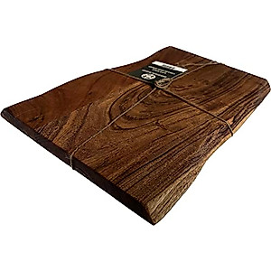 Mountain Woods Brown Mountain Woods Hand Crafted Live Edge Acacia Cutting Board | Serving Tray | Butcher Block | Wood Chopping Board | Carving Meat, Vegetables, Fruits - 15" x 9" x 0.75"