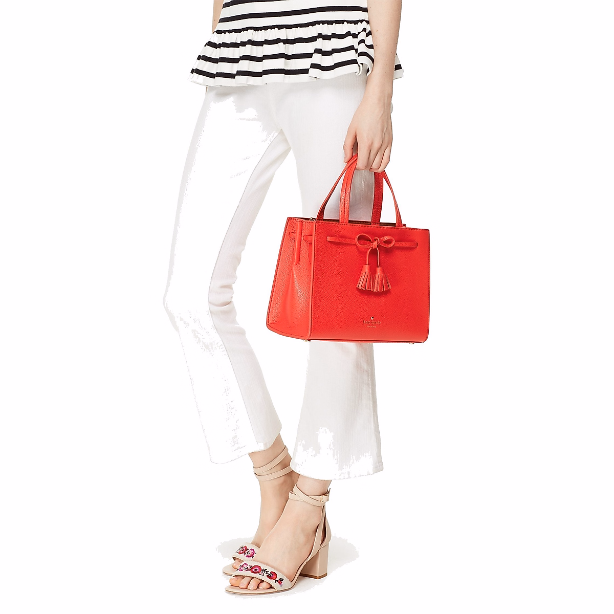 Kate Spade New York Hayes Street Isobel Sam Pebble Leather Satchel Bag, Rosso Red