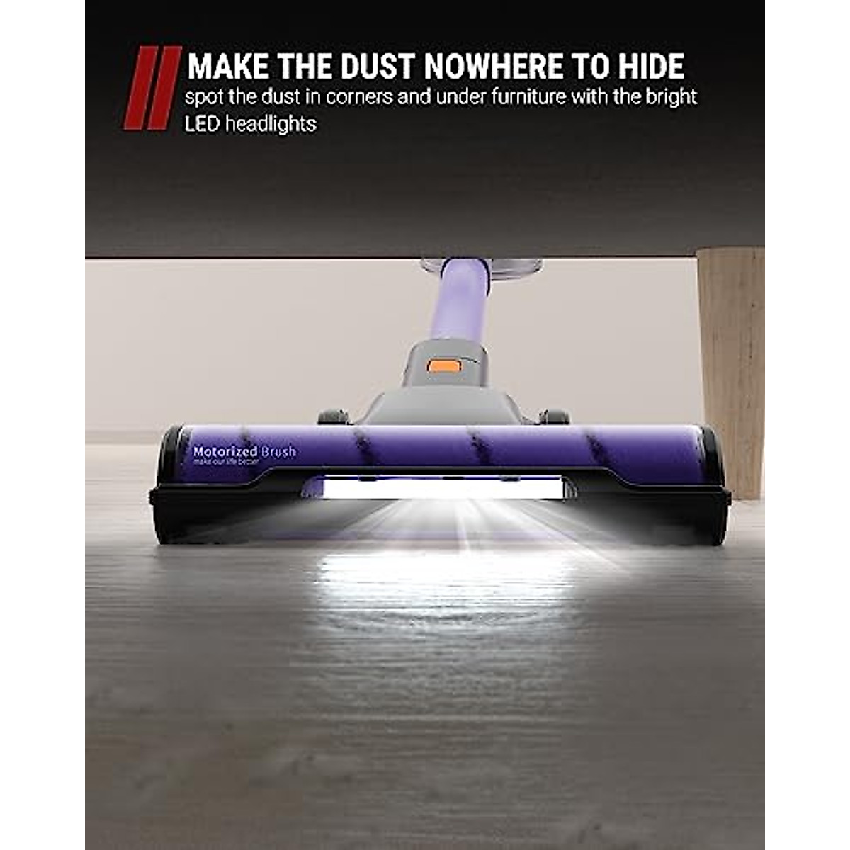 VacLife 25Kpa Cordless Stick Vacuum Cleaner - Cordless Vacuum Cleaner w/Strong Suction, Household Vacuum Cleaner for Carpet and Floor, 6-in-1 Wireless Vacuum w/LED Headlights, Purple (VL732)