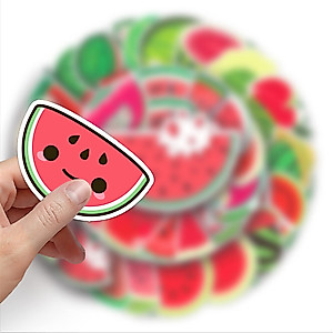 Watermelon Stickers, 50PCs Pack, Cute Fruits Aesthetic Stickers, Vinyl Waterproof Decals, Stickers for Laptop, Hydro Flask, Water Bottle, Bumper Car Planner Stickers, Stickers for Kids, Toddlers, Teens, Girls, Adults (Watermelon)