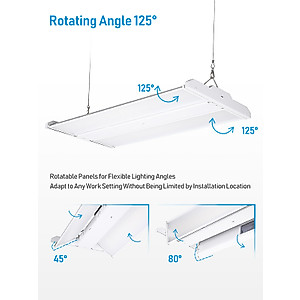 LEONLITE LED Linear High Bay Light 2FT, 220W 29700LM Adjustable Tilt Linear High Bay Shop Light, 135LM/W, 120-277V, 0-10V Dimmable Commercial Hanging Linear Shop Lights for Garage, 5000K Daylight, ETL