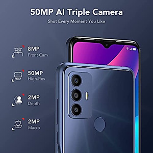 TCL 30 SE 6.52" Unlocked Cell Phone, 4+64GB Android Phone GSM Unlocked Smartphone with 50MP Camera, 5000mAh, Single SIM, US Version, Atlantic Blue, Not Support Verizon/Boost/5G