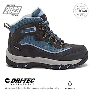 HI-TEC Skamania Mid WP Waterproof Women's Hiking Boots, New 2023 Model with High Performance Rubber Outsoles - Trail, Mountain and Backpacking Shoes - Dark Grey/Navy Blue, 7 Medium
