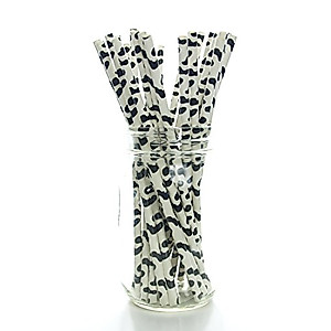 Cow Party Straws, Barnyard Paper Straws (25 Pack) - Farm Birthday Party Supplies, Cow Hide Print Straws, Animal Party Tableware & Paper Drinking Straw