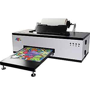 A3 Continuous DTF Printer & Powder Shaker Dryer White Ink Stirring System L1800 for Fabrics, Leather, Toys, Swimwear, Handicrafts, T Shirt, Other(6X 100ml Ink+1roll Film+Powder)