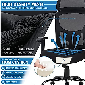 Ergonomic Office Chair, 400LBS Height Adjustable Computer Desk Chair with Adjustable Sponge Lumbar Support, Big and Large Mesh Executive Chair for Home Office Adult Use