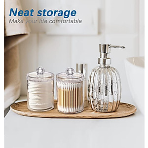 Sackei 2 Pack Qtip Holder Dispenser with Lid, Clear Acrylic q tip Organizer and Storage for Cotton Swabs, Cotton Ball, Floss, Cotton Round Pads, Bathroom Decor Accessories for Vanity Makeup Canister