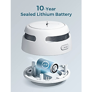 AEGISLINK Smoke Detector 10-Year Battery with Test/Silence Button, Fire Alarm with Photoelectric Sensor, Low Battery Warning, S500 (Independent, 6-Pack)