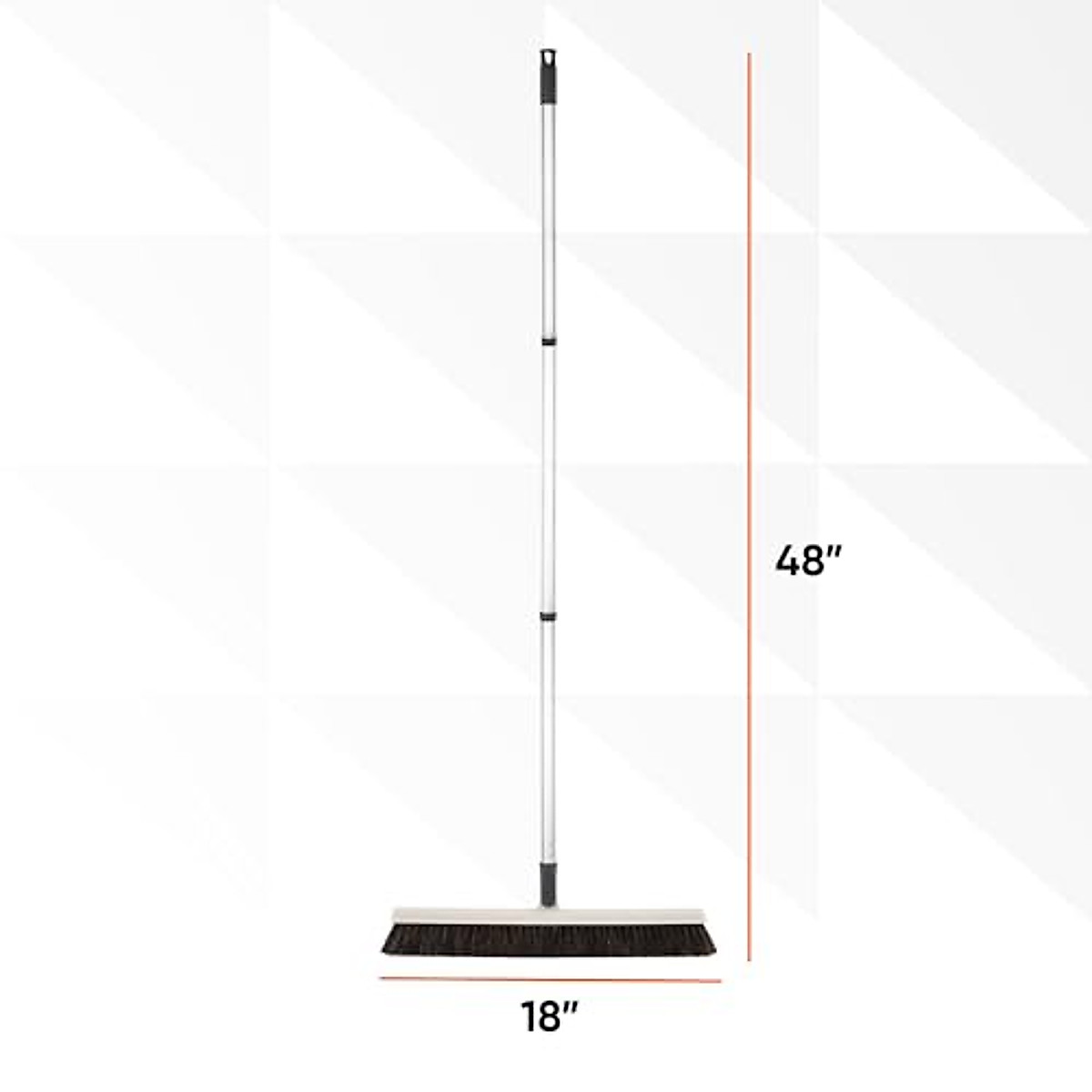 Horse Hair Broom, Broom for Hardwood Floors 18" Horsehair Swivel Kitchen Broom, Soft Bristle Broom with 48" Handle