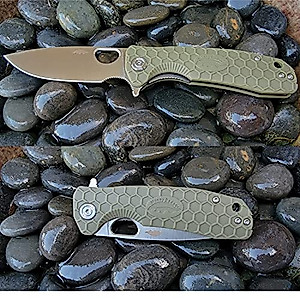 Honey Badger Drop Point Pocket Knife - 3.19" Folding Pocket Tactical Knife for Women & Men, Drop Point Blade Camping Knife, Stainless Steel Pocket Knife for Utility Work (Green, 8Cr13Mov, 3.19"/81mm)
