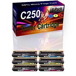 SINIYA 6-Pack (2C+2Y+2M) Compatible High Yield C250(408349 408351 408350) Printer Toner Cartridge use for Ricoh M C250FWB M C250 Printers