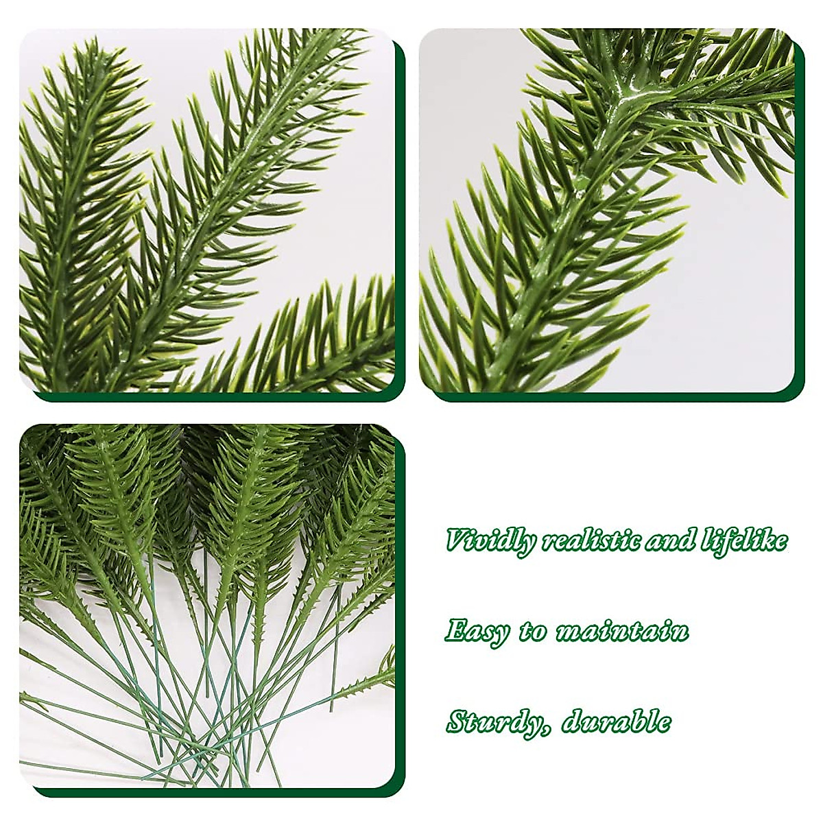 Juuxncgv 30 Pcs Christmas Artificial Pine Branches,Green Plants Pine Needles,Artificial Pine Picks Branches for Garland Wreath,Christmas Decorations,Home Garden Decoration