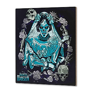 Disney Haunted Mansion Bride and Skull Wreath Wood Wall Decor - Spooky Haunted Mansion Sign for Halloween Decor