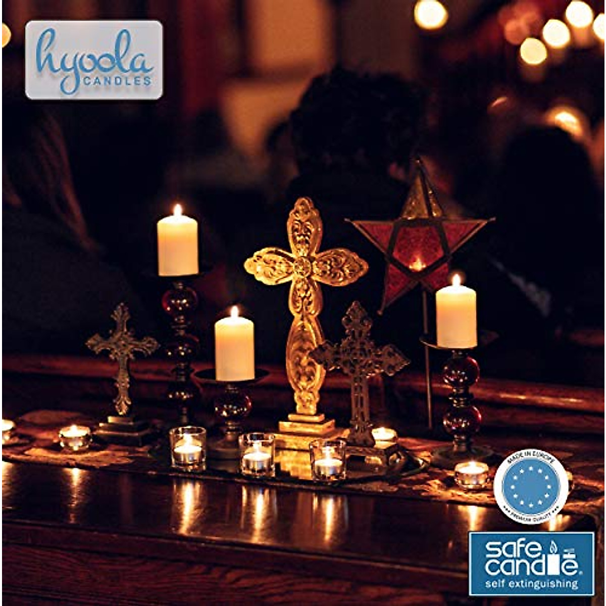 Hyoola Ivory Pillar Candles 3x4 Inch - Unscented Pillar Candles - 6-Pack - European Made