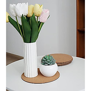 KITLAB Cork Plant Coasters, Double Layers 6 Inch Cork Planter Coaster, Absorbent Cork Plant Mats, Cork Plant Coasters for House Plants, 6 Pcs