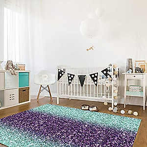 Fantasy Staring Non-Slip Area Rugs Room Mat- Purple and Teal Marble Home Decor Floor Carpet for High Traffic Areas Modern Rug Kitchen Mats Living Room Pads, 2'x3'