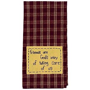 Home Collection by Raghu Friends are God's Way Barn and Nutmeg Towel, 18 x 28", Red Set of 2