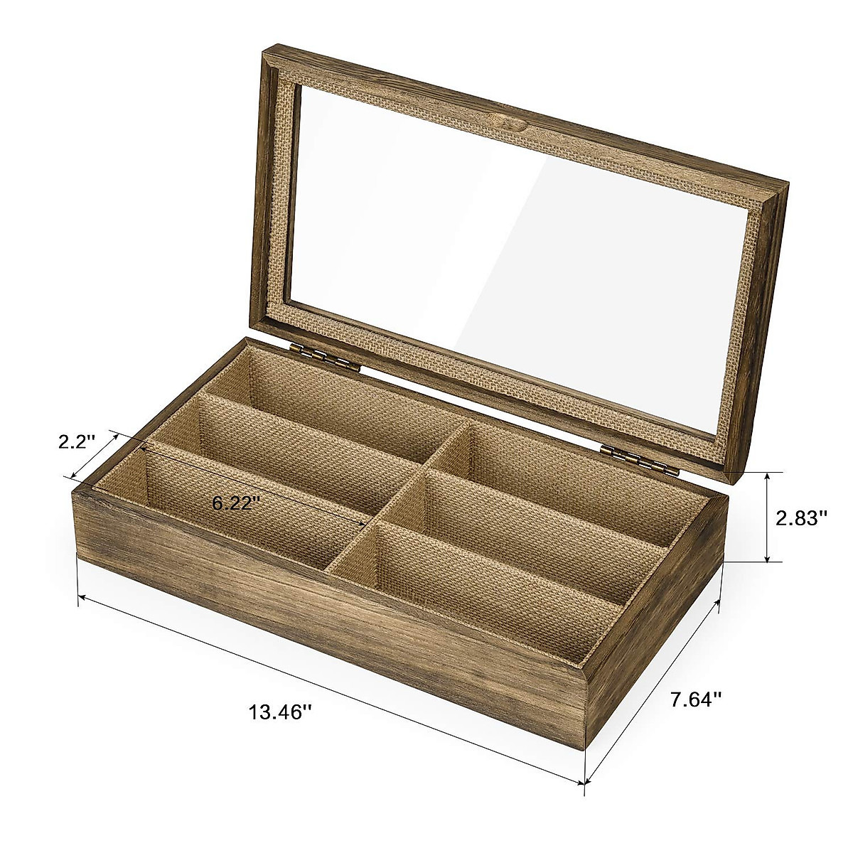 SRIWATANA Sunglasses Organizer Box, Father's Day Gift, 6 Slot Eyeglasses Display Case Storage for Women Men, Carbonized Black