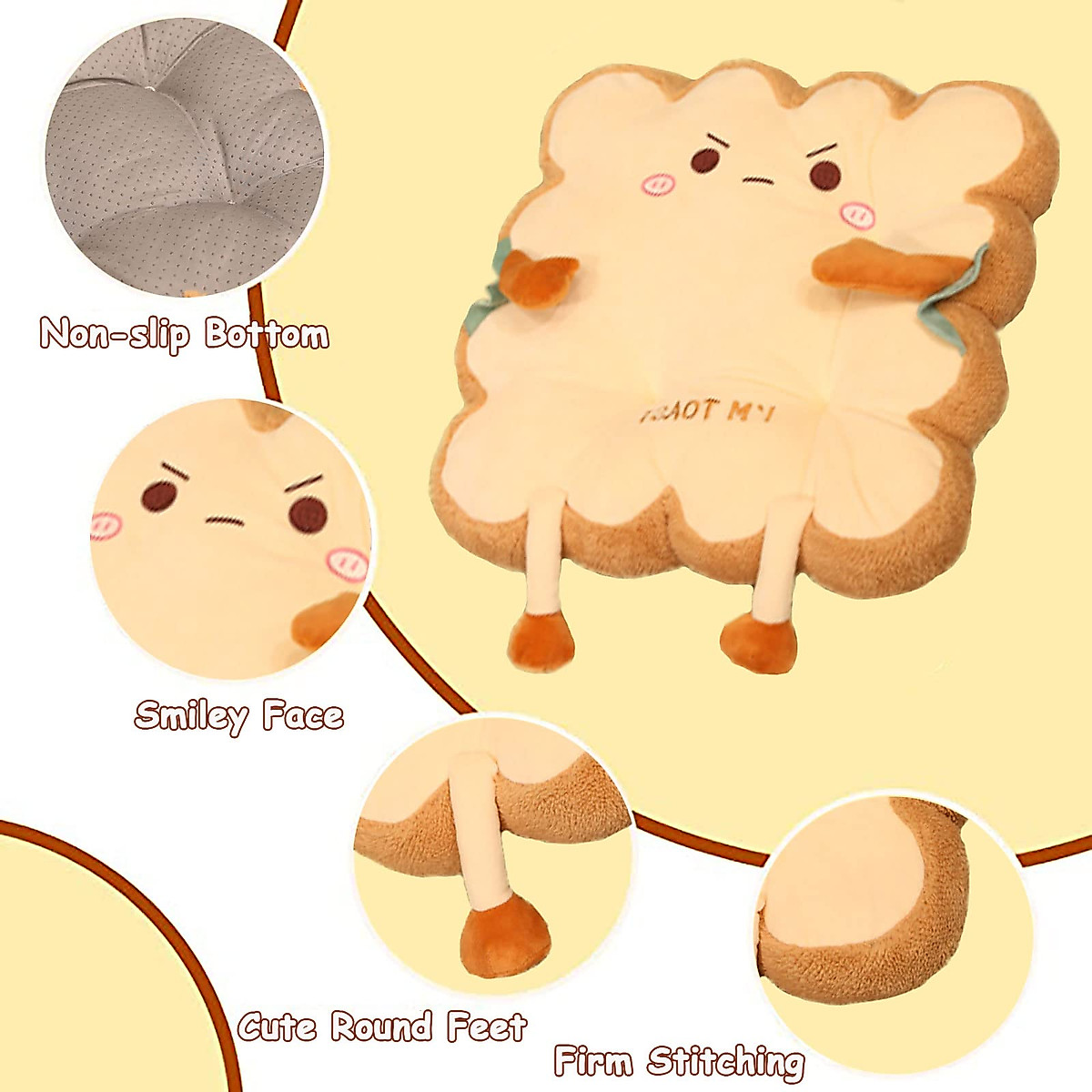 SRHWBF Toast Seat Cushion Cute Chair Pillow Pads Memory Foam Chair Cushion Gaming Chair Office Home Bedroom Restaurant Decor Non Skid Soft Comfy Thick (Angry)