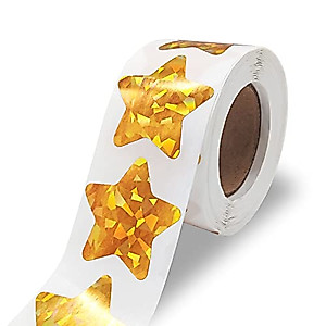 BLMHTWO 500pcs 1 Inch Star Stickers Gold Star Stickers Gold Stickers Foil Holographic Self-Adhesive Star Stickers for Kids Reward Behavior Chart Student Planner Classroom Teacher Supplies