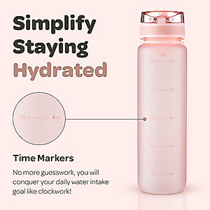 Hydracy Water Bottle with Time Marker -Large 32oz BPA Free & No Sweat Sleeve -Leak Proof Gym Bottle with Fruit Infuser Strainer & Times to Drink -Ideal Gift for Fitness Sports & Outdoors