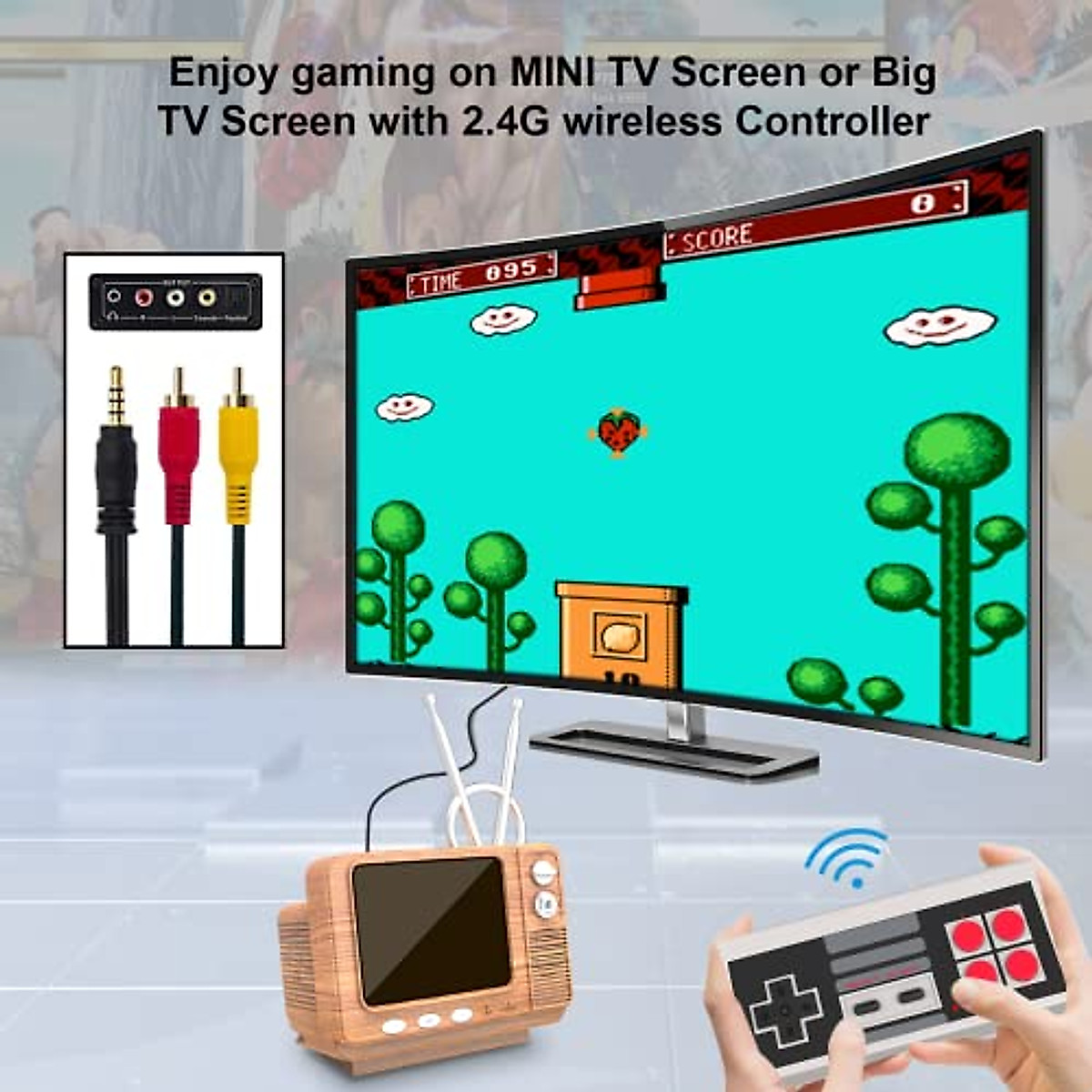 Retro Handheld Games Console with 308 Classic Games 3 Inch Screen Mini TV Video Games Player Support AV Output Electronic Games Xmas Gift for Boys Girls 4-12
