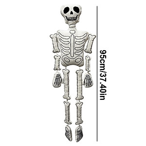 Halloween Plush Skeleton, 37-Inch Skeleton Doll, White Bone Skeleton, Halloween Plush Pillow, Skeleton Pillow Ornament, Halloween Shelf Decoration, Handmade Halloween Decor, Plush Skeleton Doll