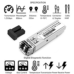 OPSTRAN 1000BASE-SX SFP Optical Transceiver Module Compatible with Netgear AGM731F 850nm 550m DDM Duplex LC MMF