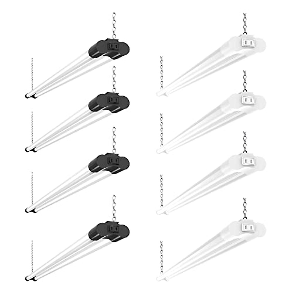 BBOUNDER 8 Pack Linkable LED Utility Shop Light, 4 FT, 4000 LM, 48 Inch Integrated Fixture for Garage, 40W Equivalent 250W, 5000K Daylight, Surface + Suspension Mount