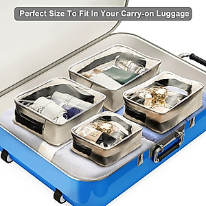 Ovenot 4 Pcs Clear Makeup Bags with Zipper, Makeup Cosmetic Bag for Women Men, Makeup Bag for Travel, Bathroom