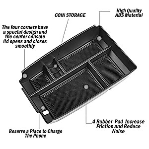 TACOBRO Center Console Organizer Tray Compatible with Ford Escape 2020-2024 and 2021 2022 2023 2024 2025 Bronco Sport CX430 4-Door (Not for U725 2-Door) Secondary Storage Armrest Glove Box - Black