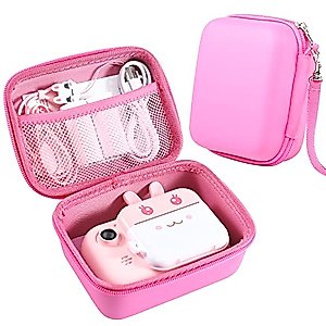 MINIBEAR Kids Camera Case Compatible Kids Camera, Case for Camera for Kids and Kids Action Camera Accessories, 6.1 x 4.9 x 3.4 inch Shockproof Storage Box fits for Most Kids Camera (Pink)
