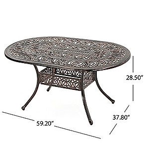 Christopher Knight Home Tucson Cast Aluminum Dining Table, Shiny Copper